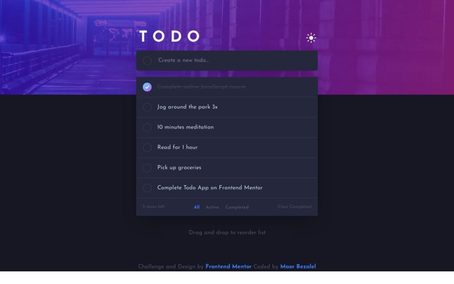 Frontend Mentor Todo App Built Using Vite React Tailwindcss Javascript Coding Challenge