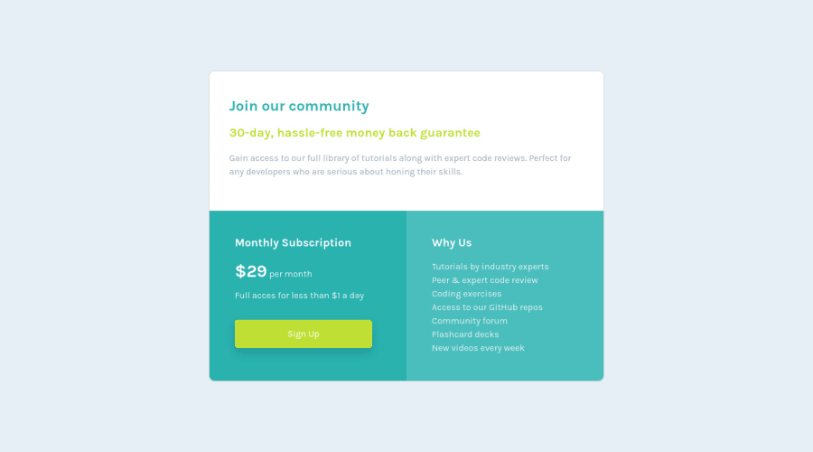 Frontend Mentor Single Price Grid Component Using Html Sass And Bootstrap Coding Challenge