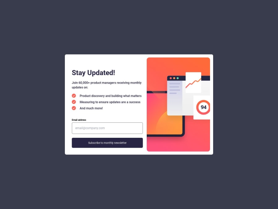 Frontend Mentor Newsletter Sign Up Form With Success Message With