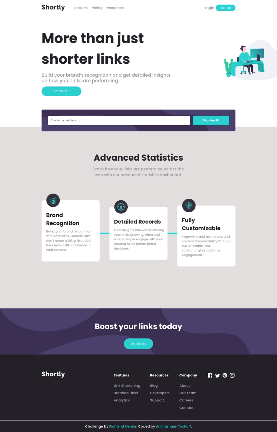 Frontend Mentor Url Shortening Api Landing Page Html Css Js Coding Challenge Solution