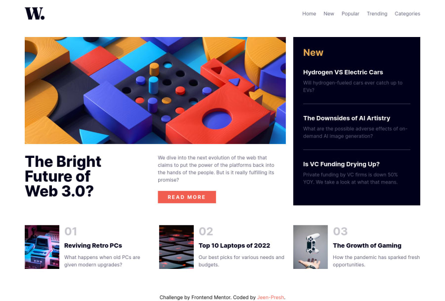 Frontend Mentor News Homepage Using Tailwindcss Coding Challenge Solution