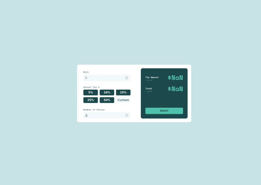 Frontend Mentor Responsive Bill Calculator Using React And Flexbox Coding Challenge Solution