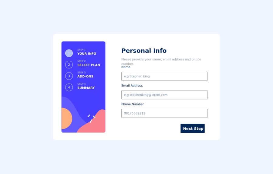 Frontend Mentor Multi Set Form Using Html Css Javascript Coding Challenge Solution