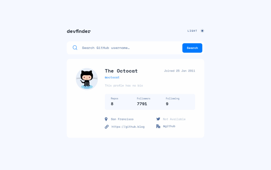 Frontend Mentor Github Api Search App Made With Parcel Future Css