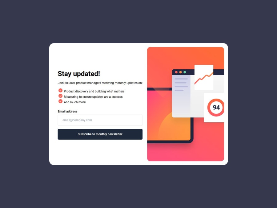 Frontend Mentor Newsletter Sign Up Form With Success Message With