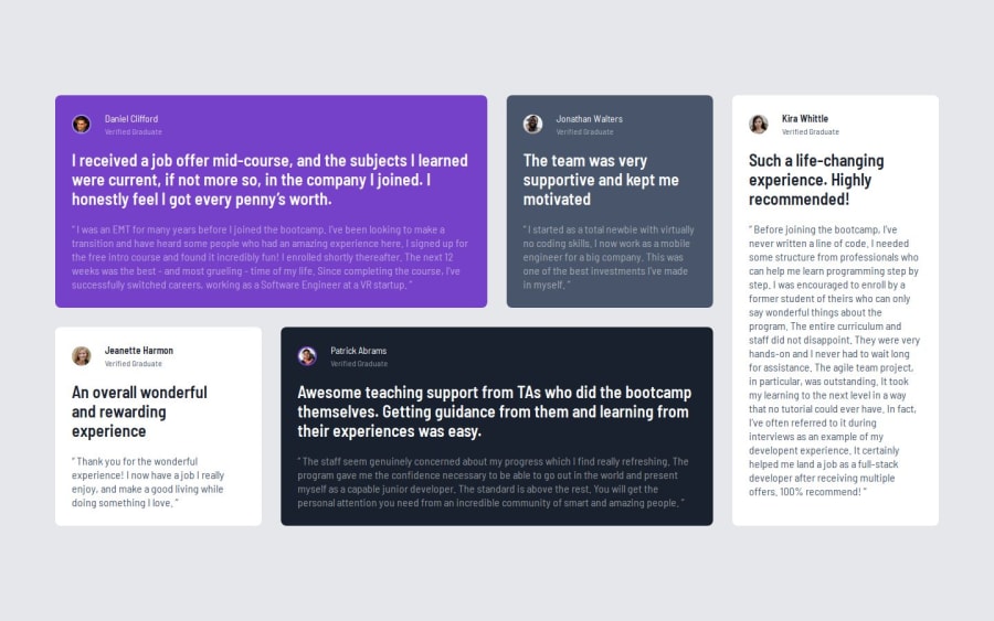 Frontend Mentor Testimonials Grid Section Main {with Tailwind} Coding
