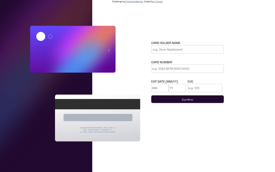 Frontend Mentor Interactive Card Form Coding Challenge Solution
