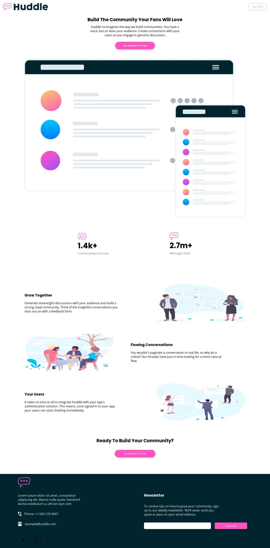 Frontend Mentor Huddle Landing Page With Curved Sections With Html And Css Coding Challenge