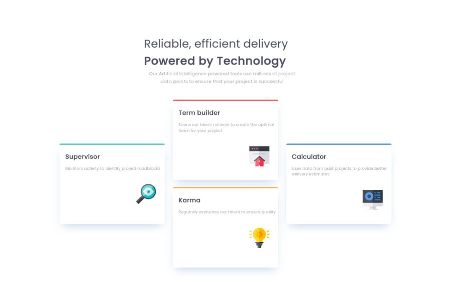 Frontend Mentor Four Card Feature Section Sek Html Css Coding