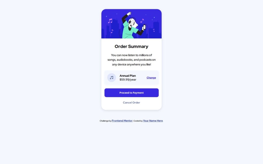 Frontend Mentor Order Summary Coding Challenge Solution
