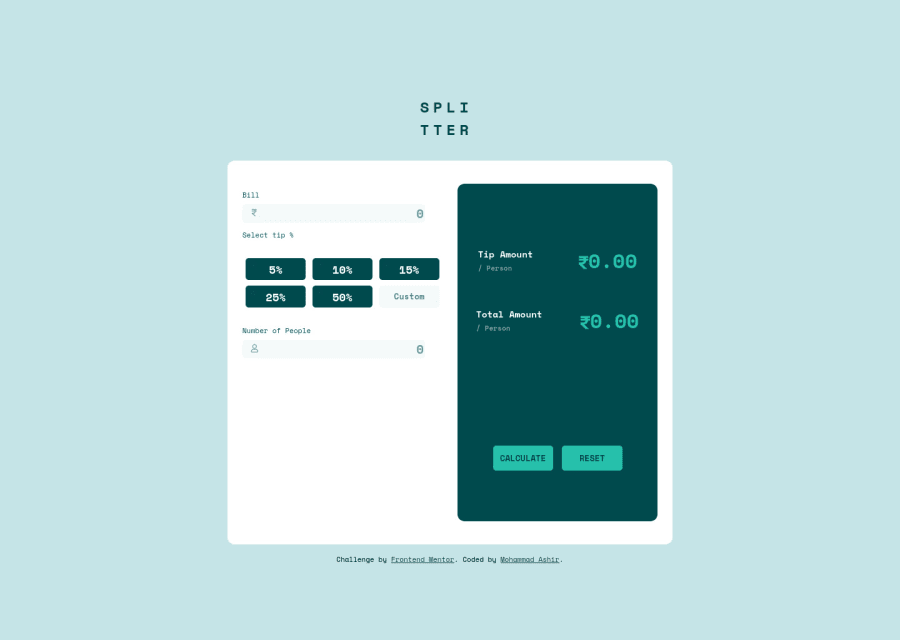 Frontend Mentor Tip Calculator App Using Html Css And Vanilla Javascript Coding Challenge Solution