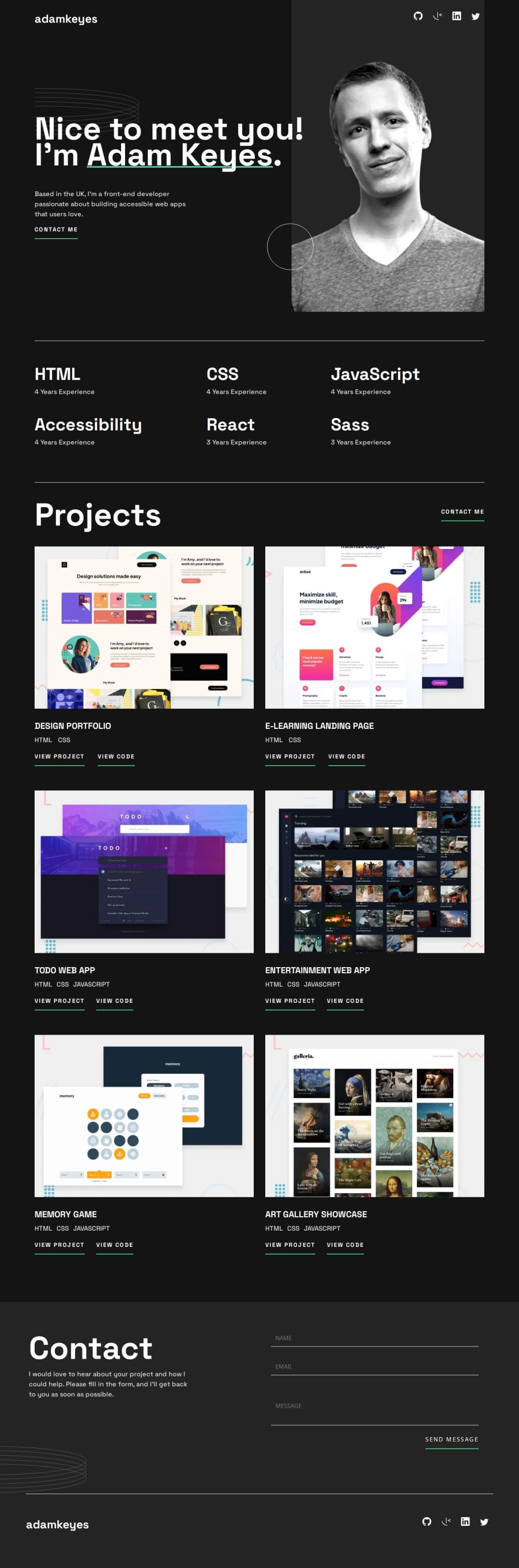 Frontend Mentor Single Page Dev Sass Js Coding Challenge Solution