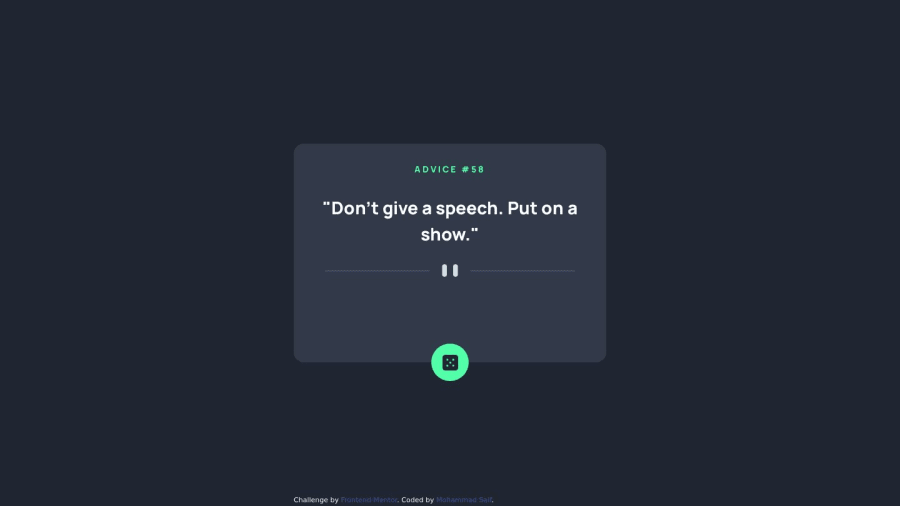 Frontend Mentor Advice Generator Using Reactjs Coding Challenge Solution