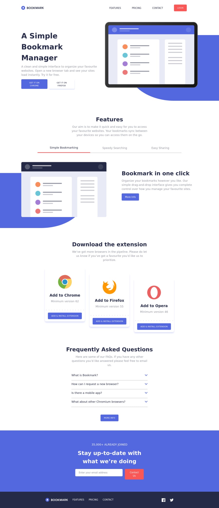 Frontend Mentor Bookmark Landing Page With Reactjs Css Grid And Stitches Coding Challenge