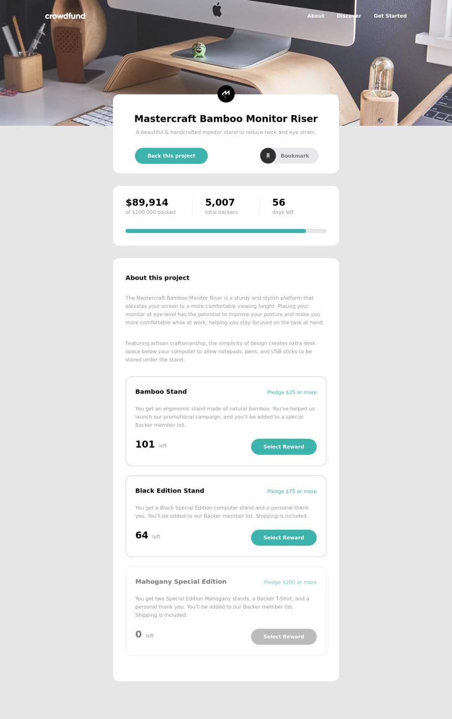 Frontend Mentor Crowdfunding Product Page Coding Challenge Solution