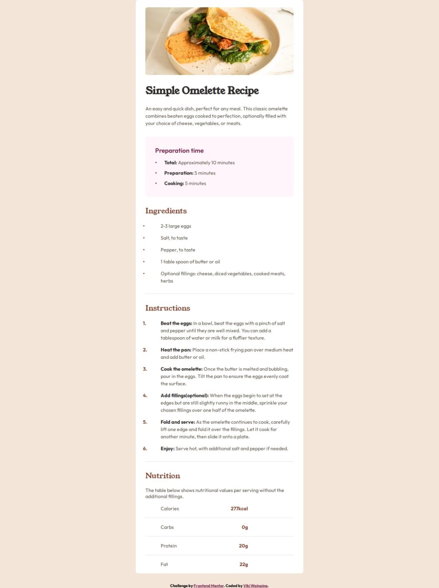 Frontend Mentor Recipe Page Using Html And Css Coding Challenge Solution