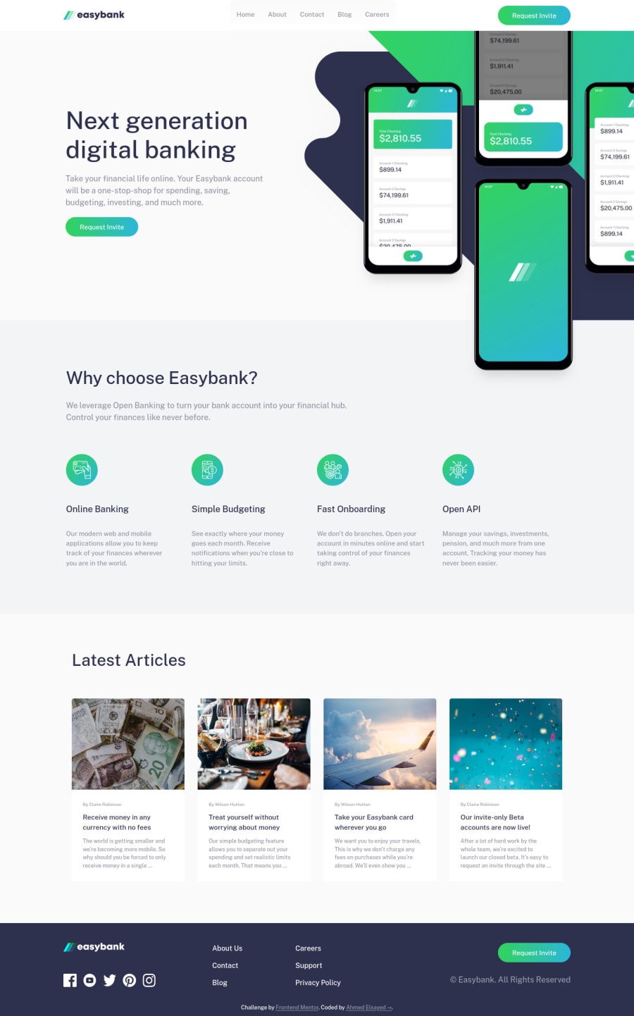 Frontend Mentor | Easy Bank using HTML and CSS coding challenge solution Frontend Mentor | Easy Bank using HTML and CSS coding challenge solution