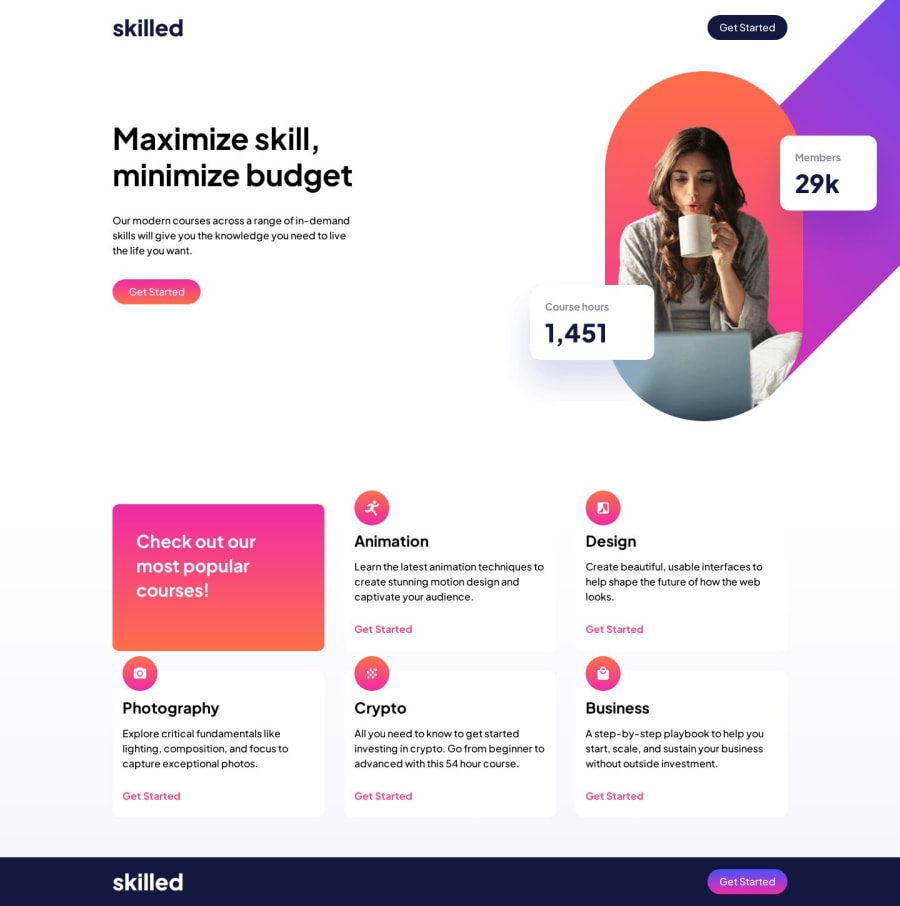 Frontend Mentor Skilled Elearning Landing Page Coding Challenge Solution