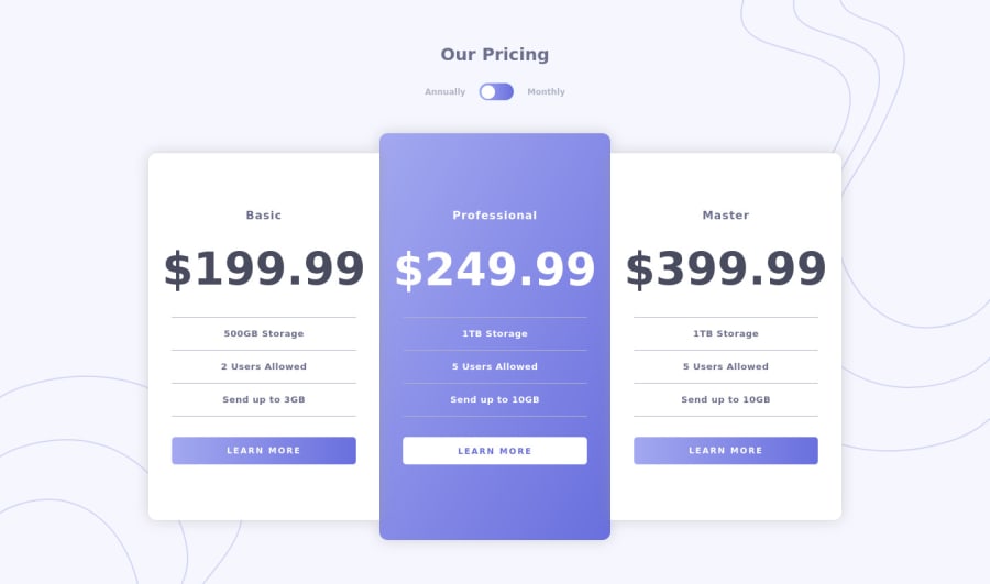 Frontend Mentor Pricing Component With Toggle Coding Challenge Solution