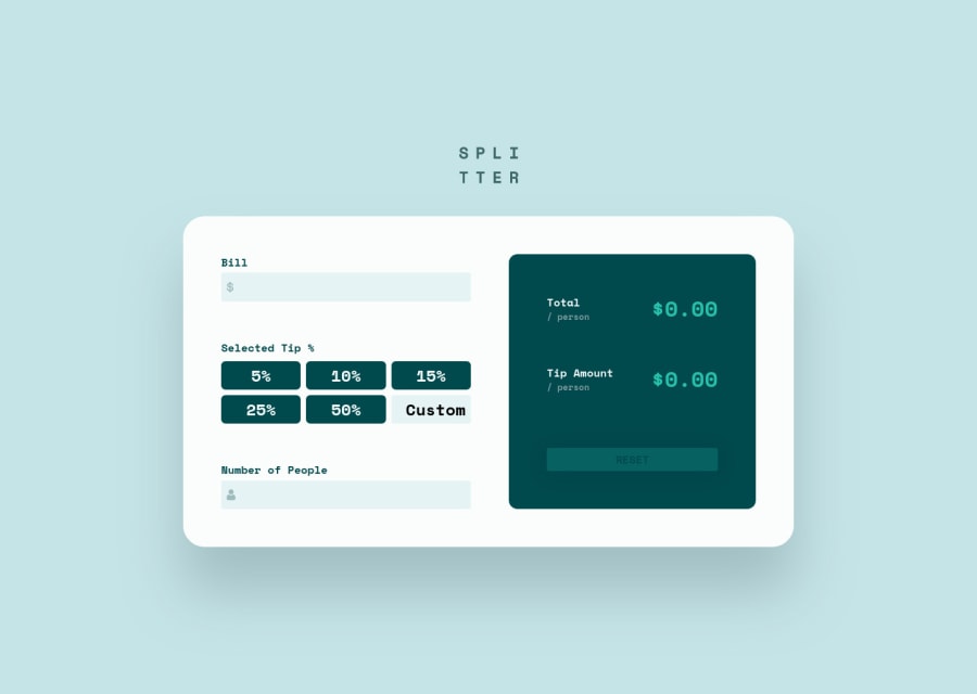 Frontend Mentor Tip Calculator Using React Coding Challenge Solution