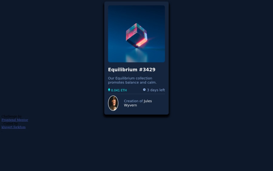 Frontend Mentor Nft Preview Card Component Main Coding Challenge Solution