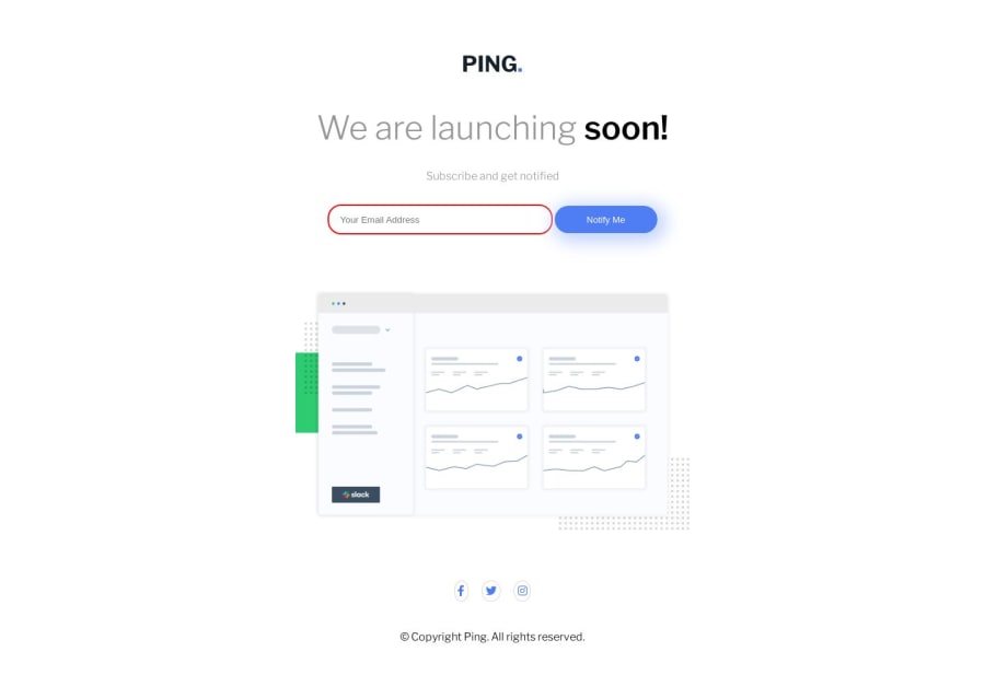 Frontend Mentor Ping Coming Soon Page With Html Css Flexbox Coding