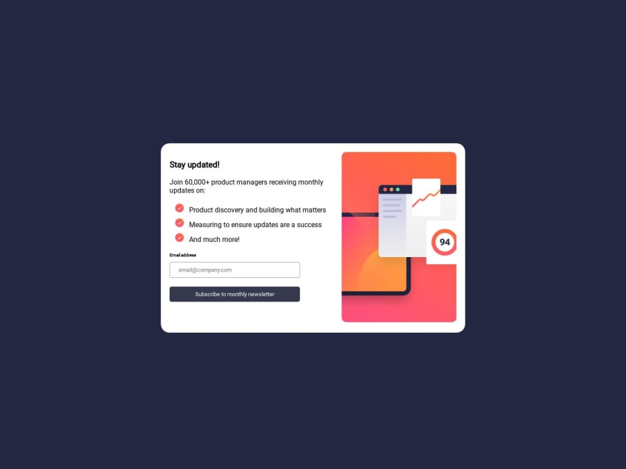 Frontend Mentor Responsive Newsletter Signup Landingpage Using Htmlcss And Javascript Coding