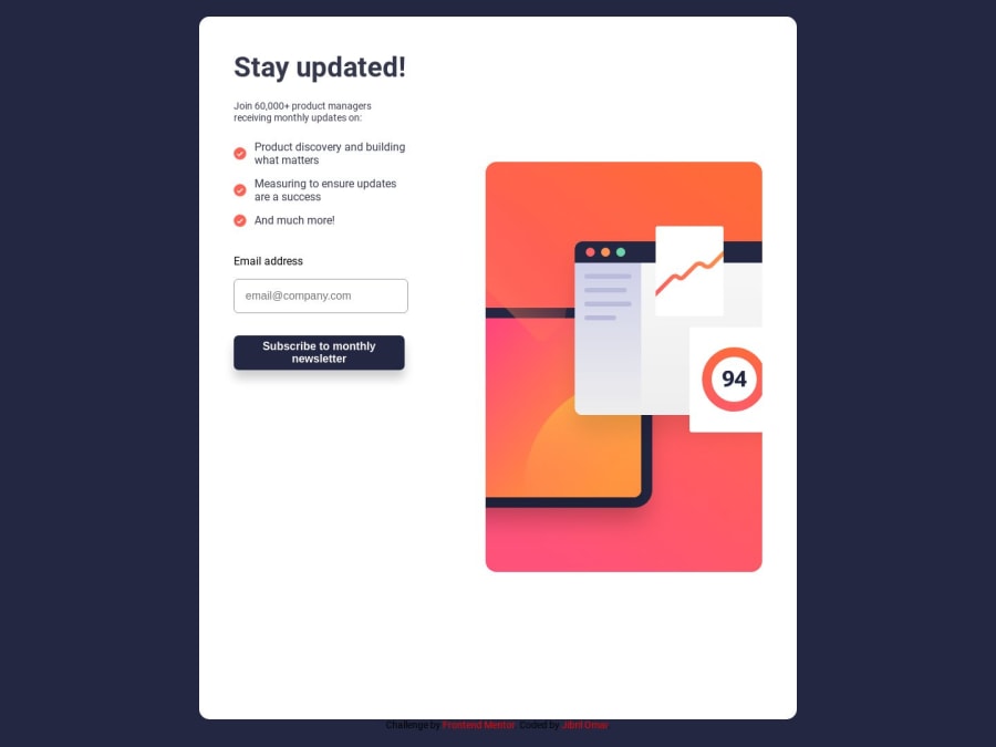 Frontend Mentor Responsive Newsletter Sign Up Using Html Css Css Grid Javascript Coding