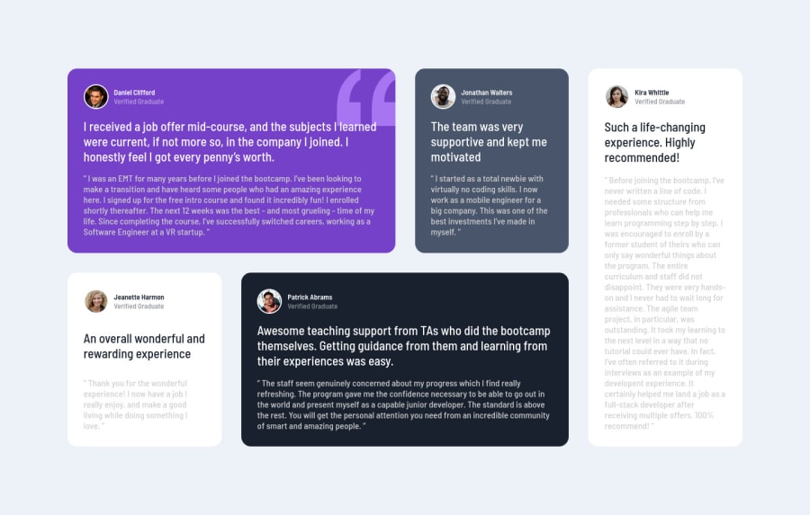Frontend Mentor Testimonials Grid Section Solution With Html And Css Coding Challenge Solution