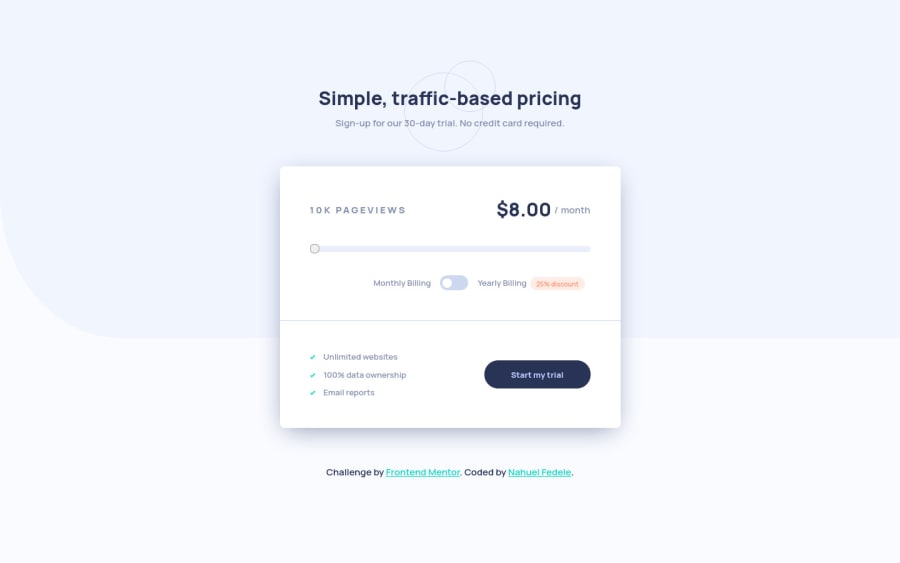 Frontend Mentor Interactive Pricing Component Coding Challenge Solution