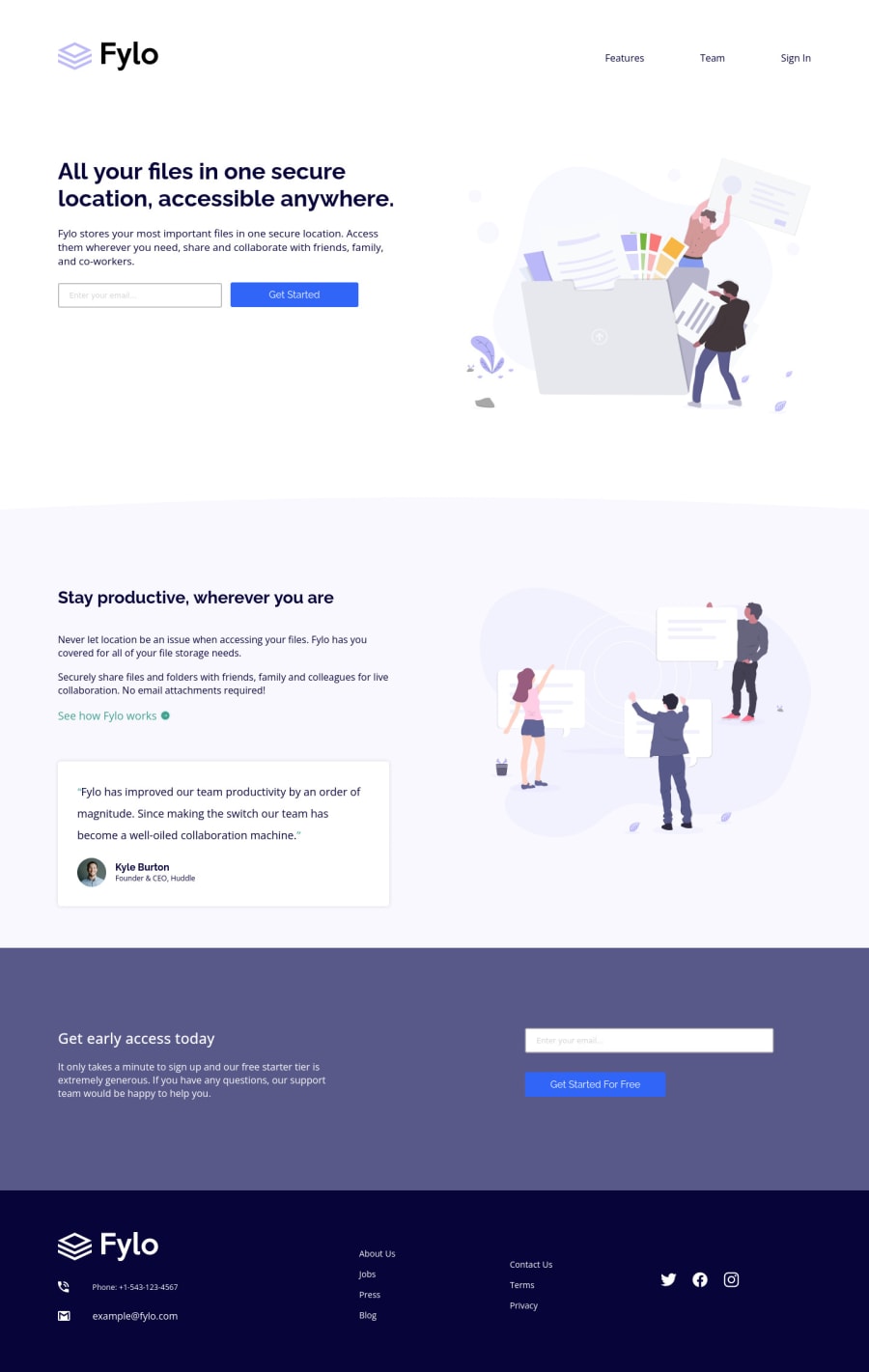 Frontend Mentor Responsive Fylo Landing Page Using Html5 Css3 Coding