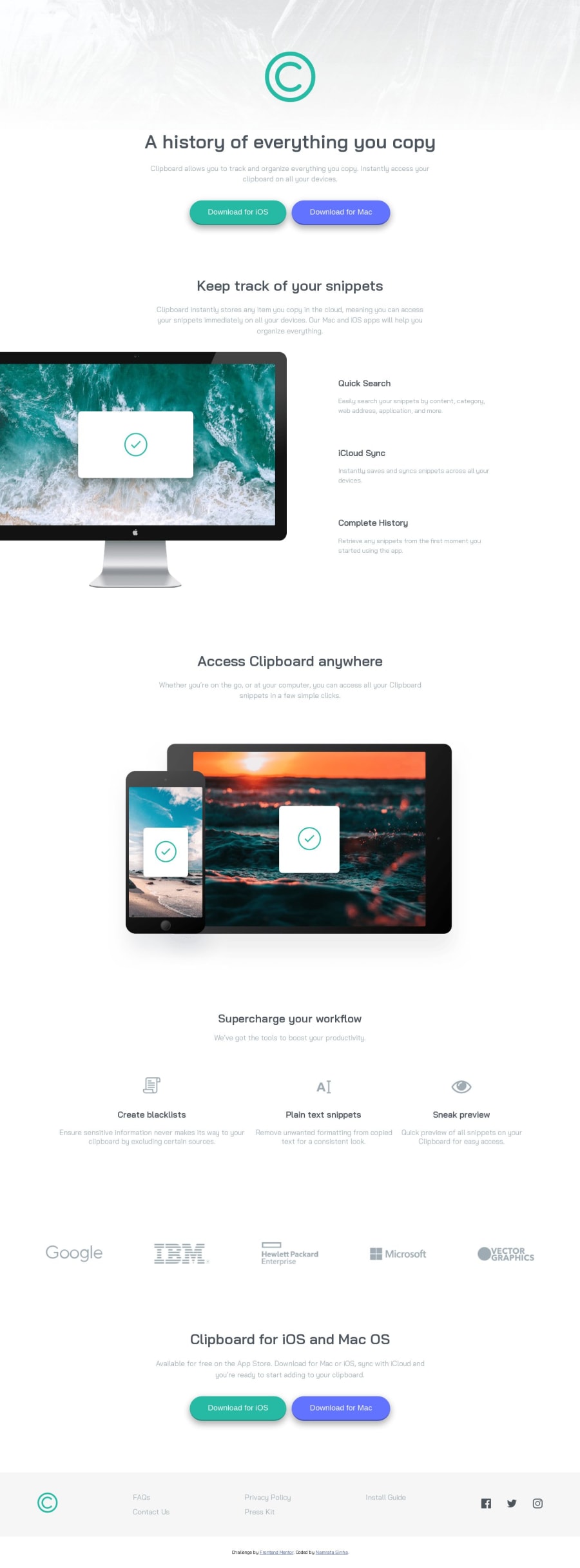 Frontend Mentor Clipboard Landing Page Coding Challenge Solution