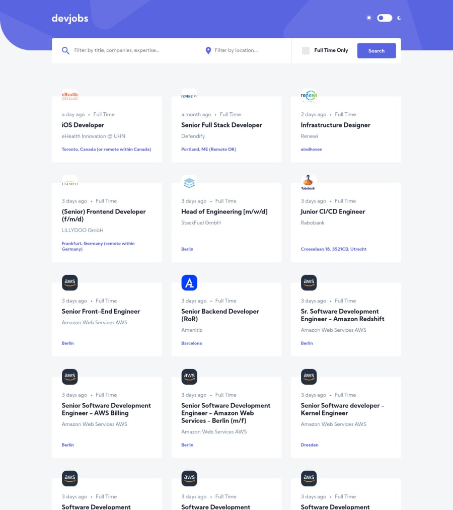 Frontend Mentor Github Jobs Api Built With React And React Query Coding Challenge Solution