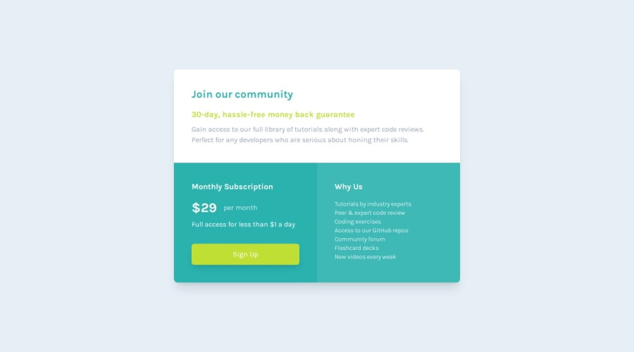 Frontend Mentor Single Price Grid Component Using Tailwind Css Coding Challenge Solution