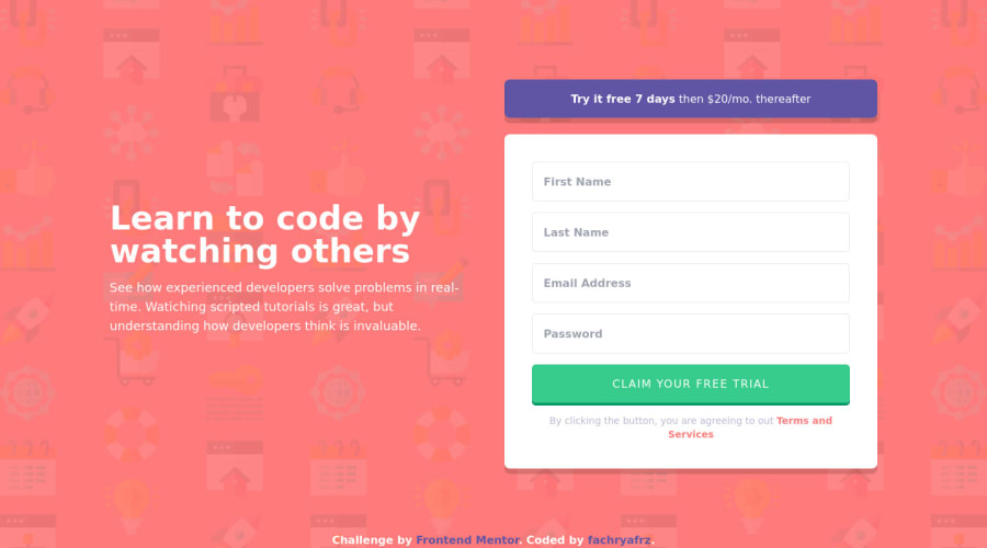 Frontend Mentor | Form Validation with Vanilla JS coding challenge solution Frontend Mentor | Form Validation with Vanilla JS coding challenge solution