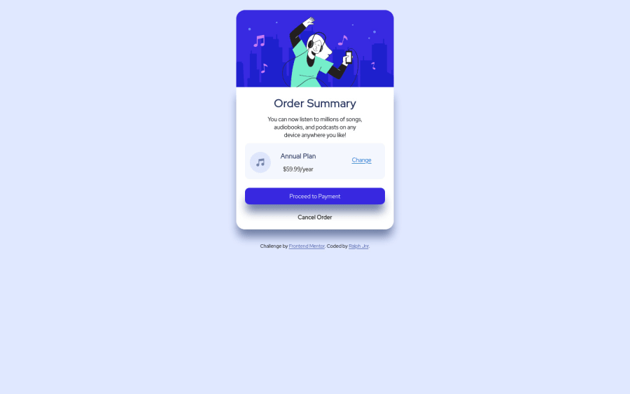 Frontend Mentor Order Summary Component Using Html And Css Coding Challenge Solution