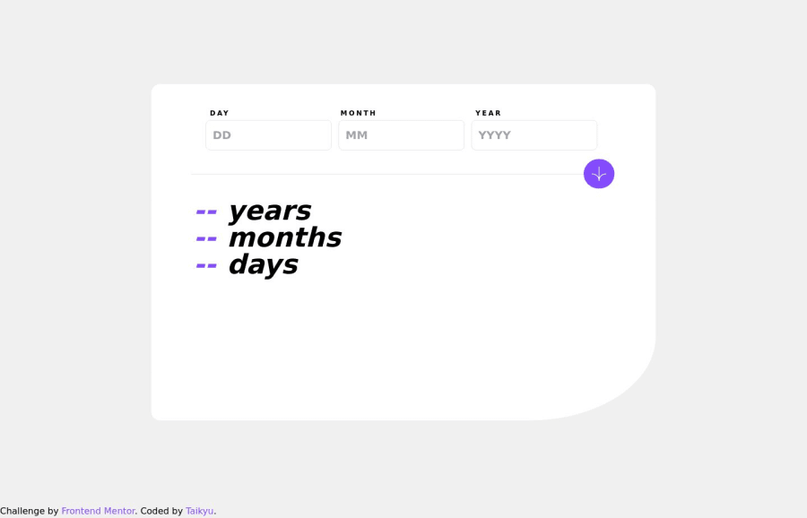 Frontend Mentor Age Calculator App Using Tailwindcss Coding Challenge