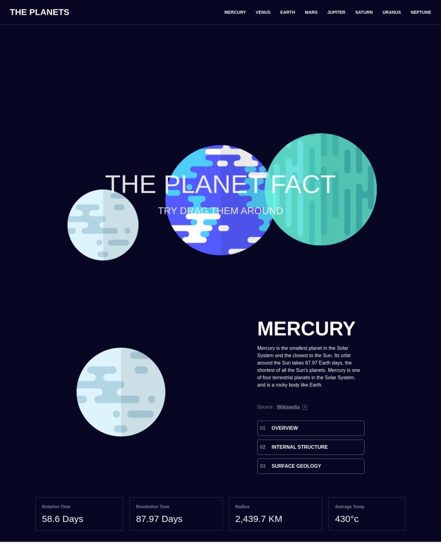Frontend Mentor Planet Fact React Tailwind Framer Motion Coding