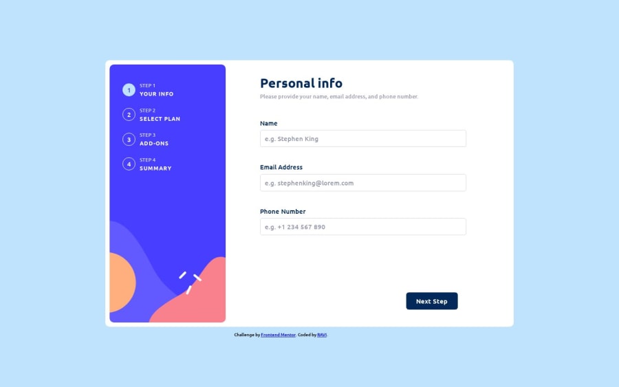 Frontend Mentor | Multi step form coding challenge solution