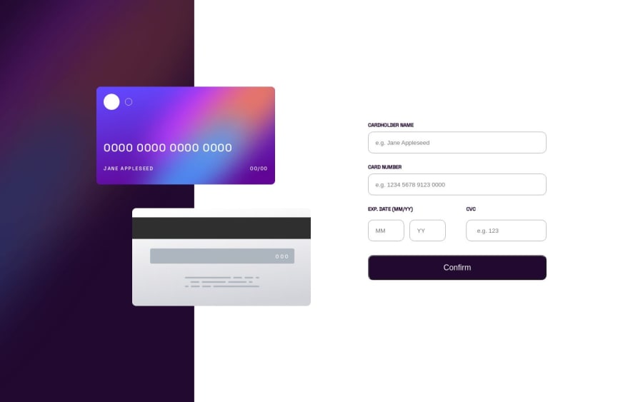 Frontend Mentor Interactive Card Details Form Coding Challenge Solution