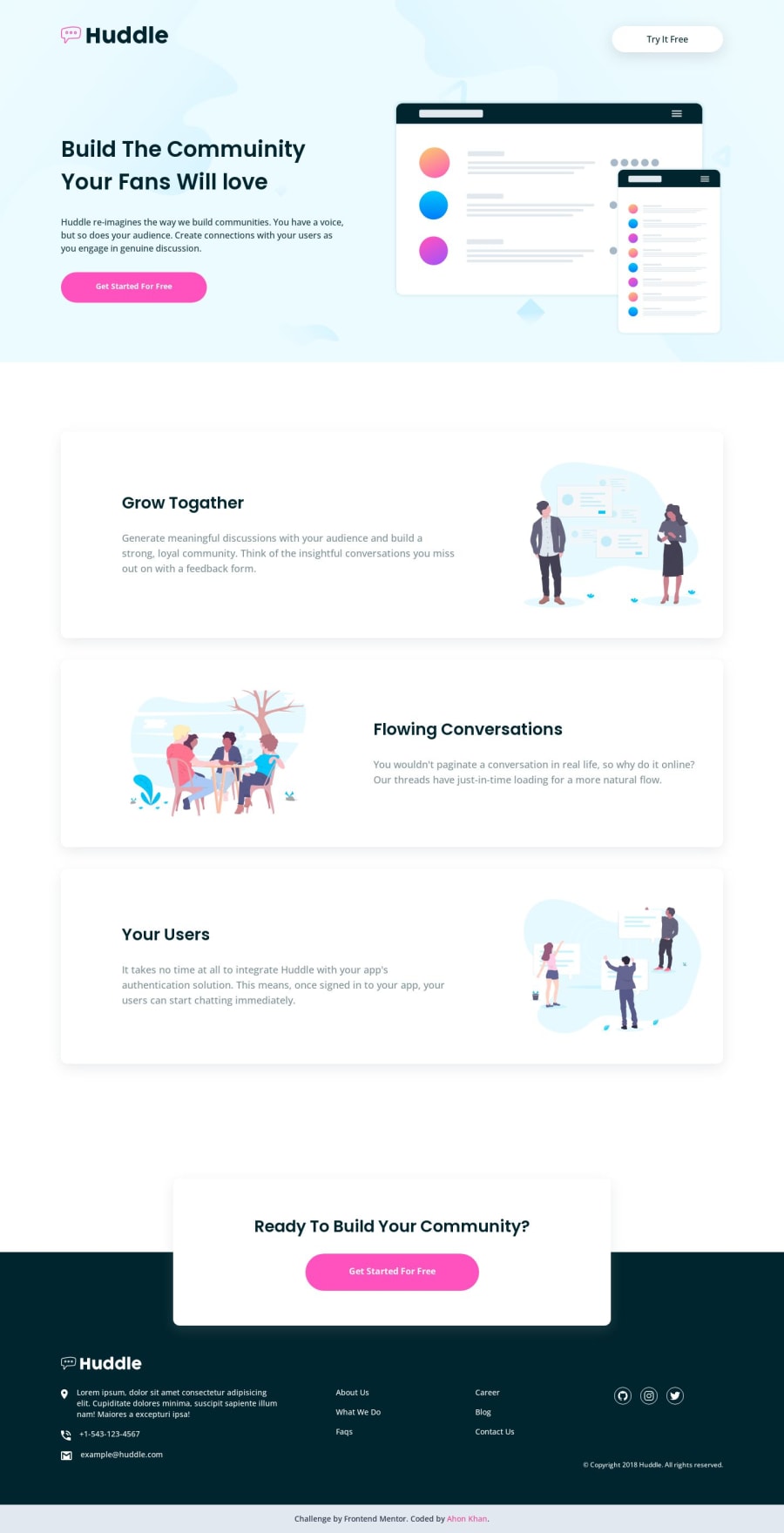 Frontend Mentor Frontend Mentor Huddle Landing Page 2 Coding Challenge Solution
