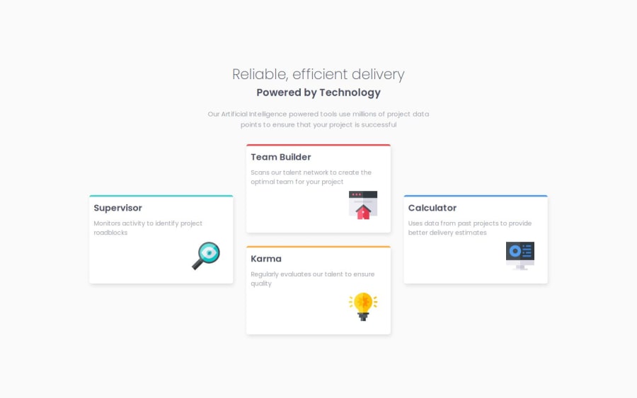 Frontend Mentor Four Cards Section Coding Challenge Solution