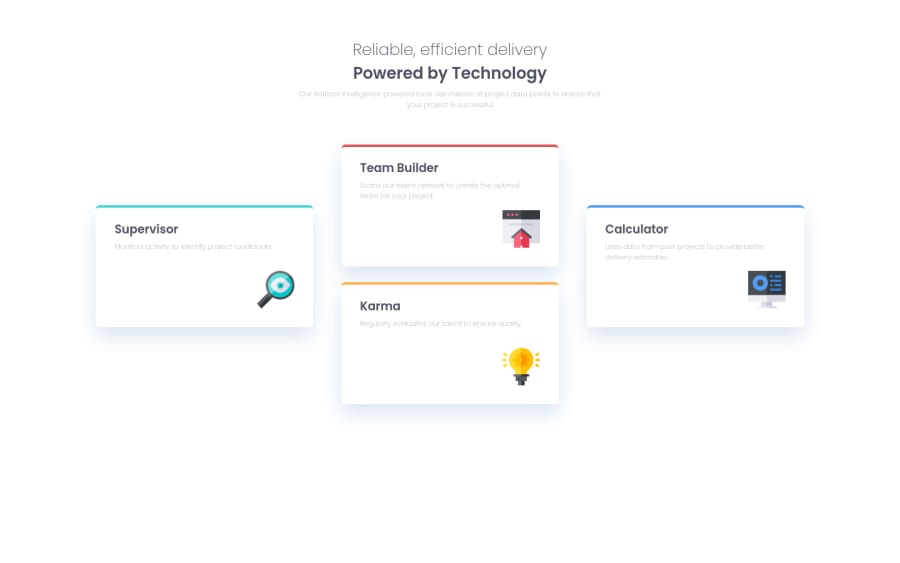 Frontend Mentor Responsive Four Card Landing Page Using Css Grid