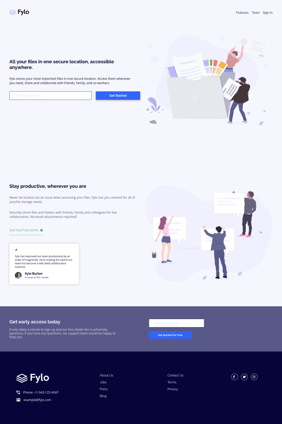 Frontend Mentor Fylo Landing Page With 2 Column Layout Using Html