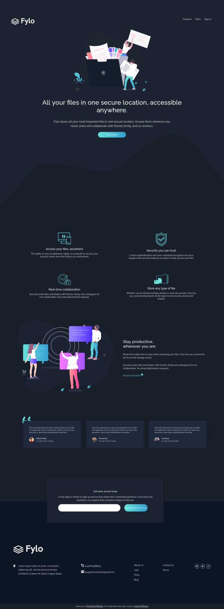 Frontend Mentor Fylo Dark Theme Landing Page With Html And Css Only