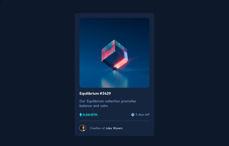 Frontend Mentor Nft Preview Card Using Html Css Coding Challenge Solution