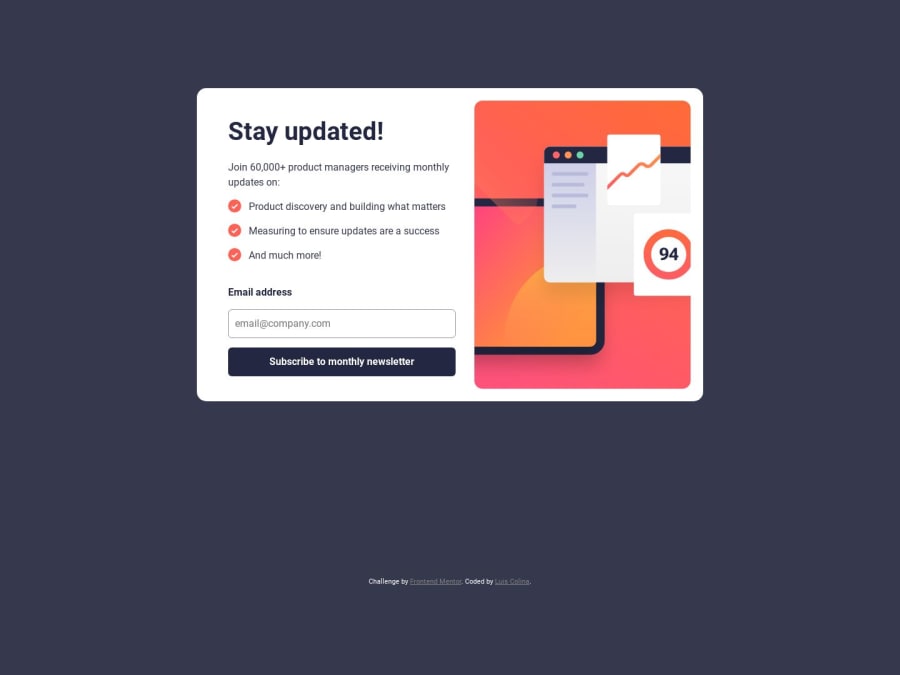 Frontend Mentor Newsletter Signup Form Created Using Vanilla Tech Css