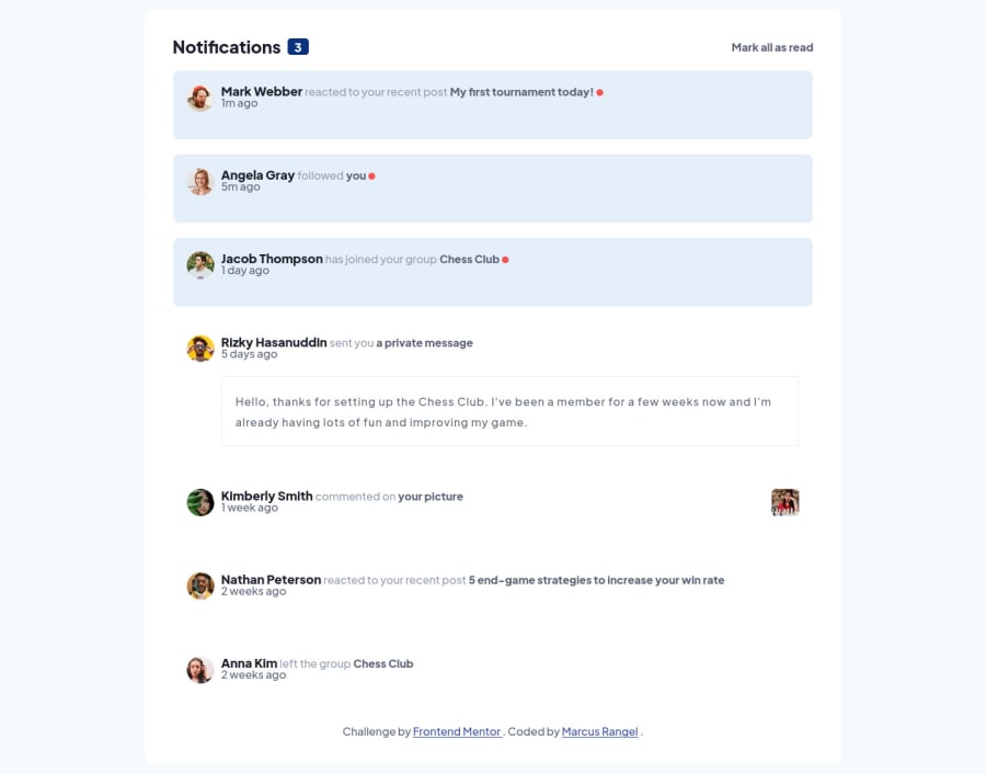 Frontend Mentor Notification Page Html Css Js Coding Challenge Solution