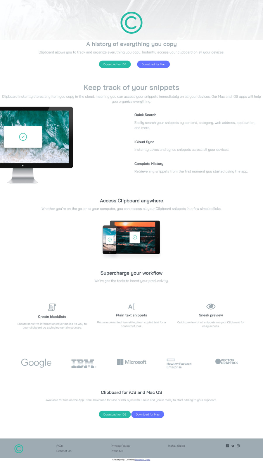 Frontend Mentor Responsive Clipboard Landing Page With Css Grid