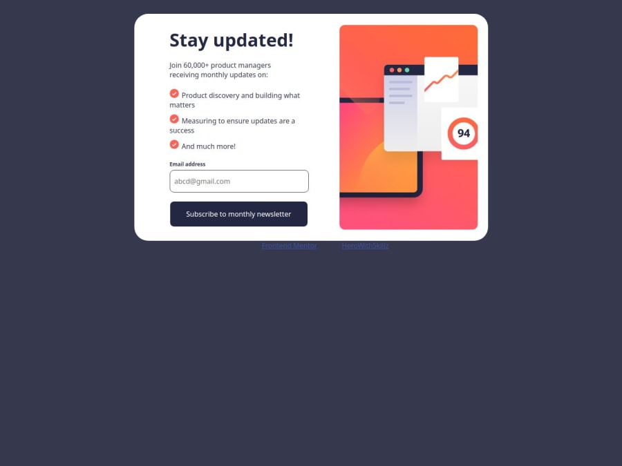 Frontend Mentor Newsletter Sign Up Using Pure Javascript Coding Challenge Solution
